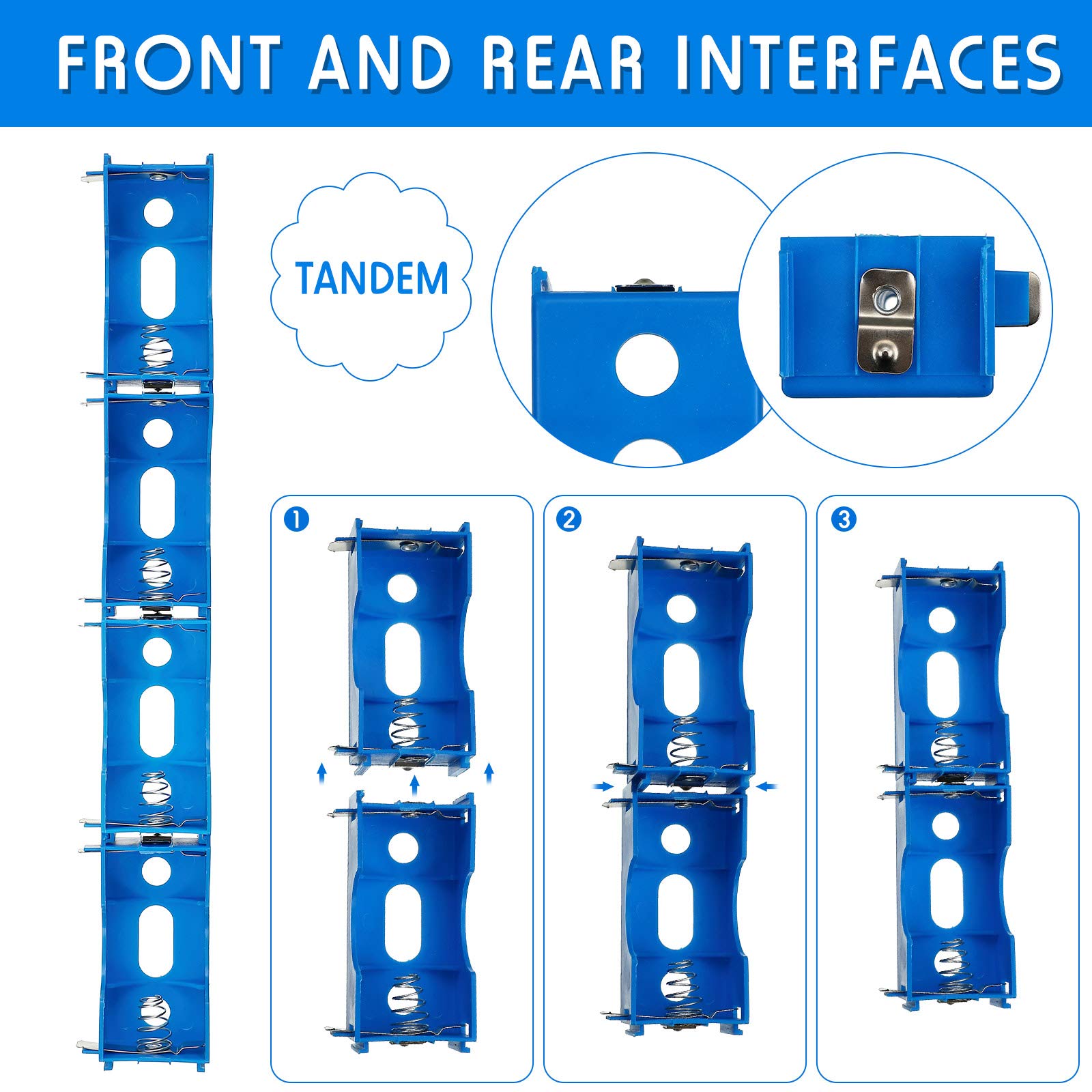 LEIFIDE 8 Pieces D Cell Battery Holder Series or Parallel Storage D Size Battery Case Physical Science Plastic D Battery Holder Box Container, Blue