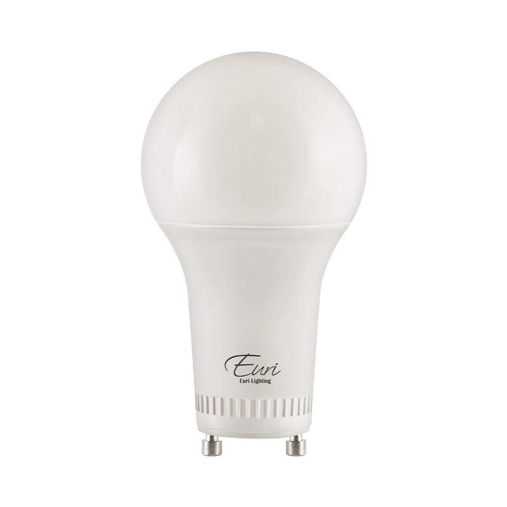 Euri Lighting EA19-11W2040eG-2 2-Pack LED A19 Bulb, 4000K (Bright White), Dim, 11W (75W) Equivalent 1100lm, 220° Beam Angle, GU24 Base, UL & Energy Star Listed, Enclosed & Damp Rated