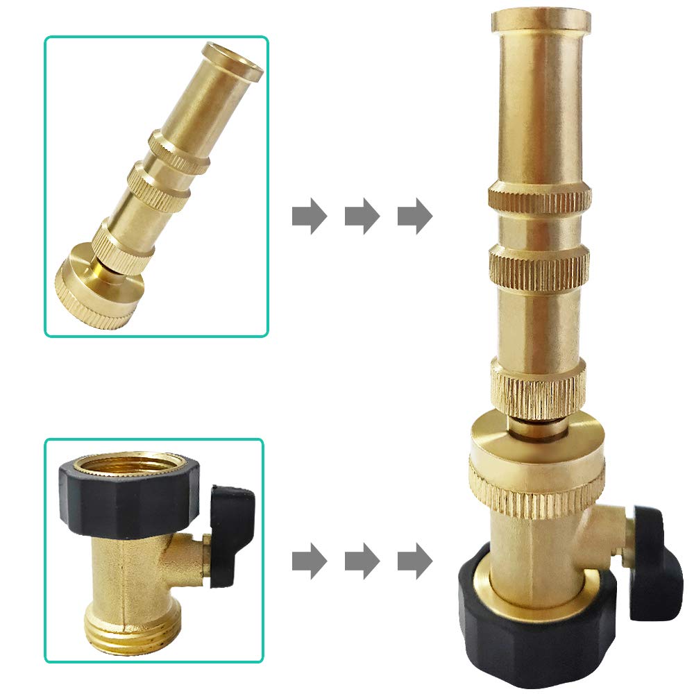 HQMPC Heavy Duty Brass Shut Off Valve Garden Hose Shut Off Valve Garden Hose Connector (2PCS) +4 Extra Pressure Washers