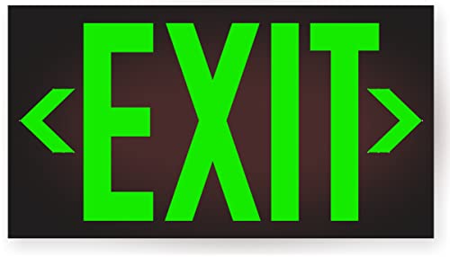 OSHA 100 ft Photoluminescent Exit Sign | UV Inks on Aluminum | HEAT Resistant | COLD Tolerant | WEATHER Proof. (Directional Arrows Included) | NightBright USA Part Number LDR-100