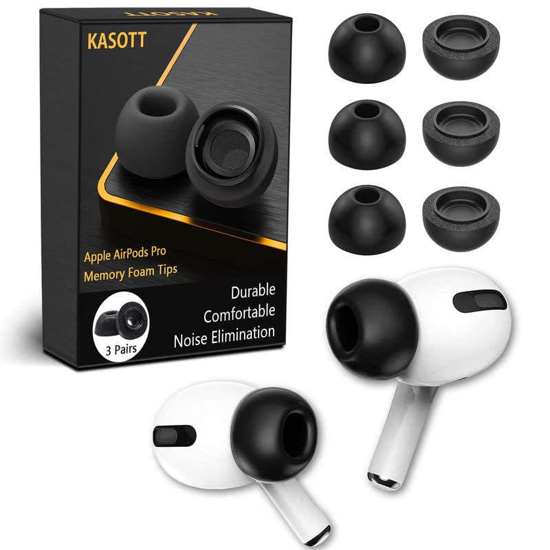KASOTT Memory Foam Ear Tips for AirPods Pro 1st & 2nd Gen, Replacement Ear Tip Premium Memory Foam Earbud Tips, Perfect Noise Reduction, Ultra-Comfort, Anti-Slip Eartips, Fit in The Charging Case