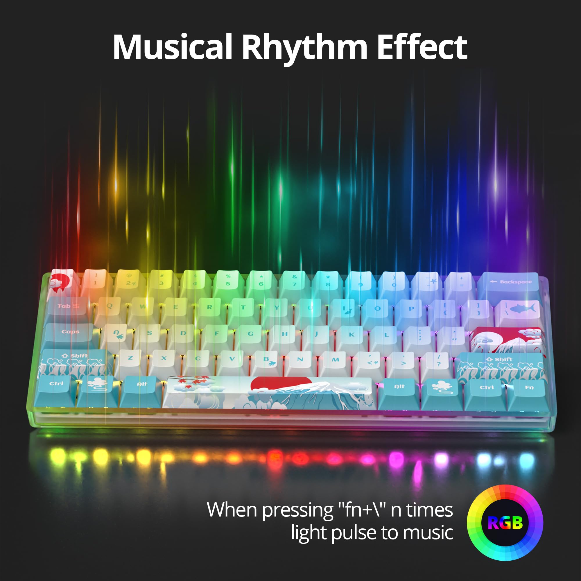 Guffercty kred 60 Percent Keyboard Mechanical Hot Swappable Gaming Custom Keyboard with RGB Backlit Type-C for Win/PC/Mac (Gateron Optical Blue, Sea)