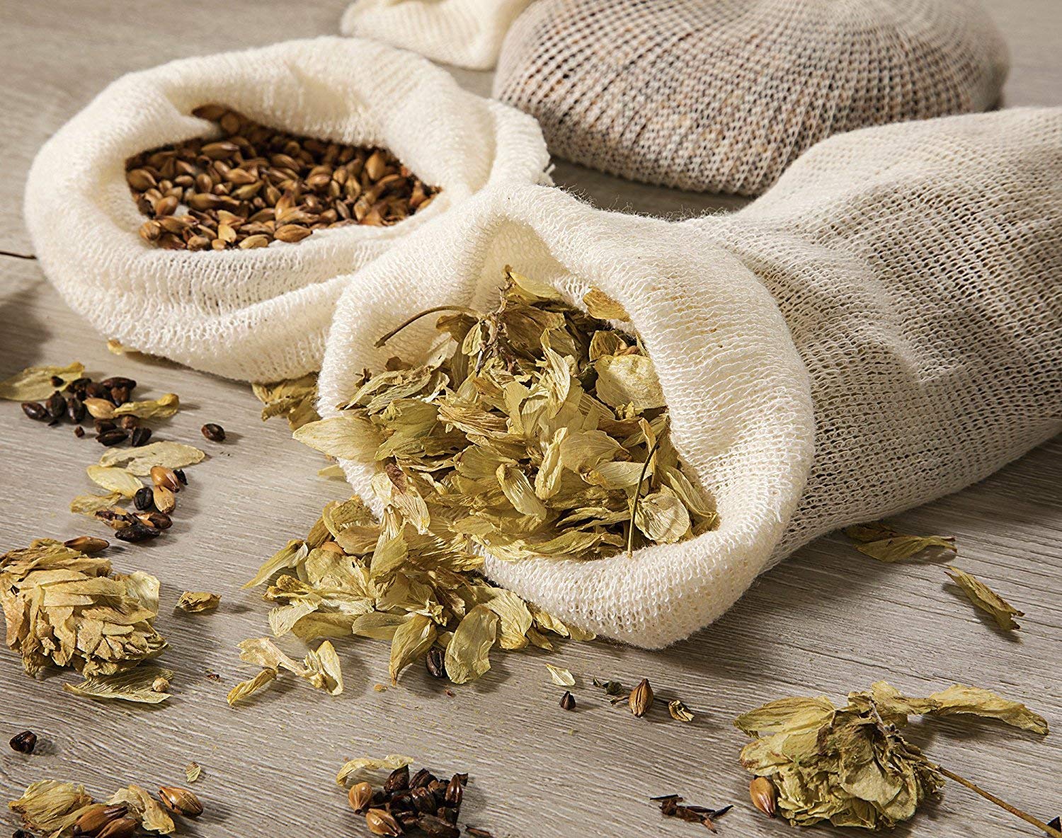 Hops and Grain Muslin Steeping Bag - Cotton Mills Beer Brewing Bags 28β (10 Count) - Microbrew, Homebrew Filtering Accessories - Boiling Bags For Tea, Cooking, Nut Milk, Soups - Hop and Grains Socks