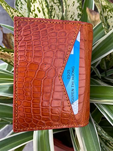 Vietnam Double side Brown Crocodile Alligator leather skin Credit Cardholder, leather credit cardcase, leather creditcard cover