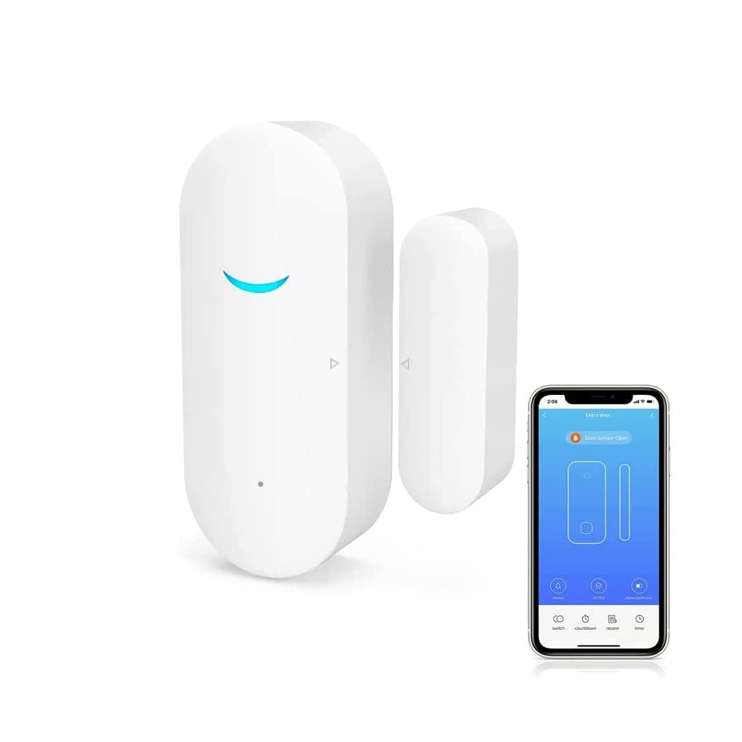 WiFi Door and Windows Sensor Magnets Smart Phone APP Control Compatible with Alexa Google Assistant Wireless Security Alarm Door Open push message for Home Bussiness Burglar Alert (Not suport 5G WIFI)