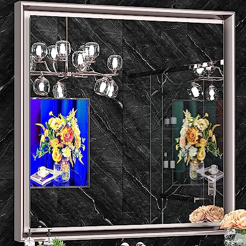Vosuja36x36 Inch Bathroom Mirrors for Wall, Metal Framed Wall Mirrors with Non-Rusting Aluminum Alloy Metal Frame,Tempered Glass, Rectangle Wall Mounted Mirror (Horizontal/Vertical),Rose Gold