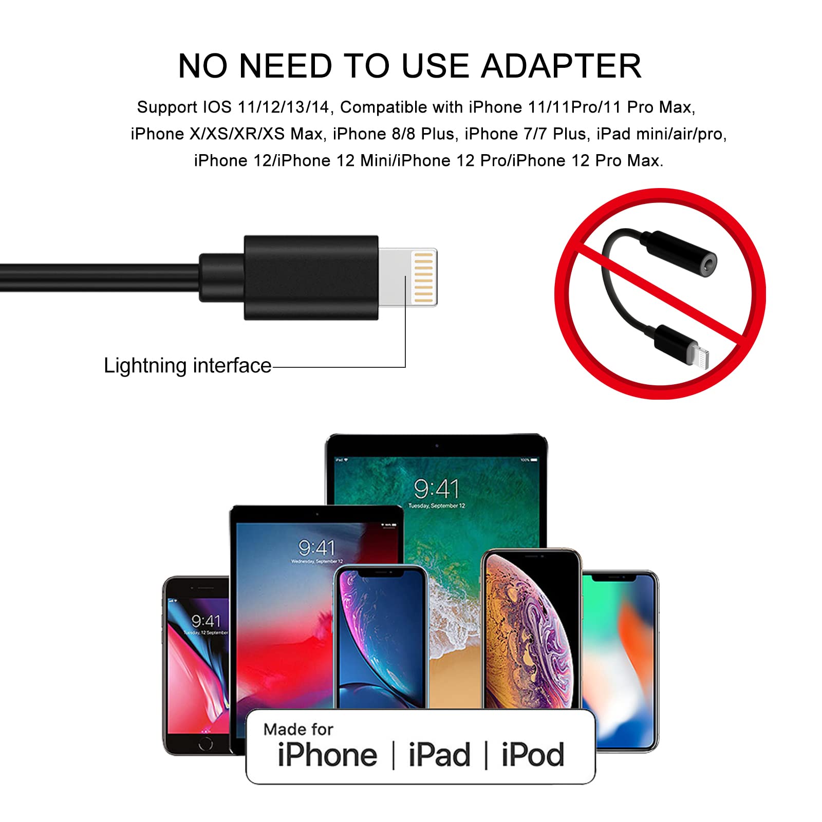 iPhone Earbuds Headphones,2 Pack iPhone Wired Earphones Stereo Sound iPhone Headphones with Microphone and Volume Control, Compatible with iPhone 14/13/12/11/7/8/8plus X/Xs/XR/Xs max/pro/se iPad-Black