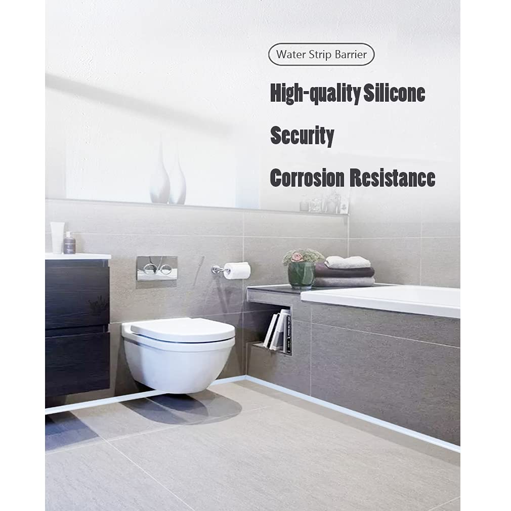 KiaRog 78 Inch Silicone Shower Threshold Water Strip Dam, Waterproof Barrier Splash Guard, Seal for Kitchen Sink, Bathroom, Shower,Public or Business Places (White), 78ββ L x 0.79 W 0.5ββ H