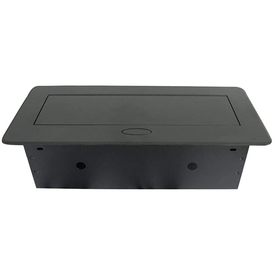 Zeshan Pop up Outlet Desktop Connection Box with 2 Independent Power, USB, RJ45, VGA, HDMI, 3.5 mm Audio for Office Black