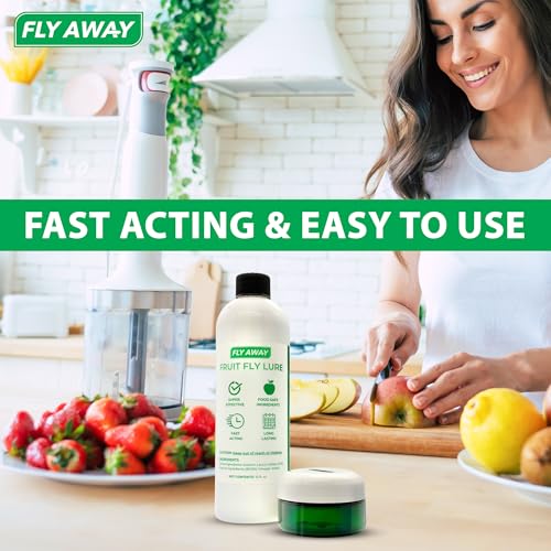 Fly Away - Fruit Fly Trap Kit: 3 Reusable Traps & Liquid Lure. Fast Acting. Stylish Design, Perfect for Kitchens, Bars, Restaurants, Wineries. Catch Fruit Flies for 90+ Days. Indoor Use