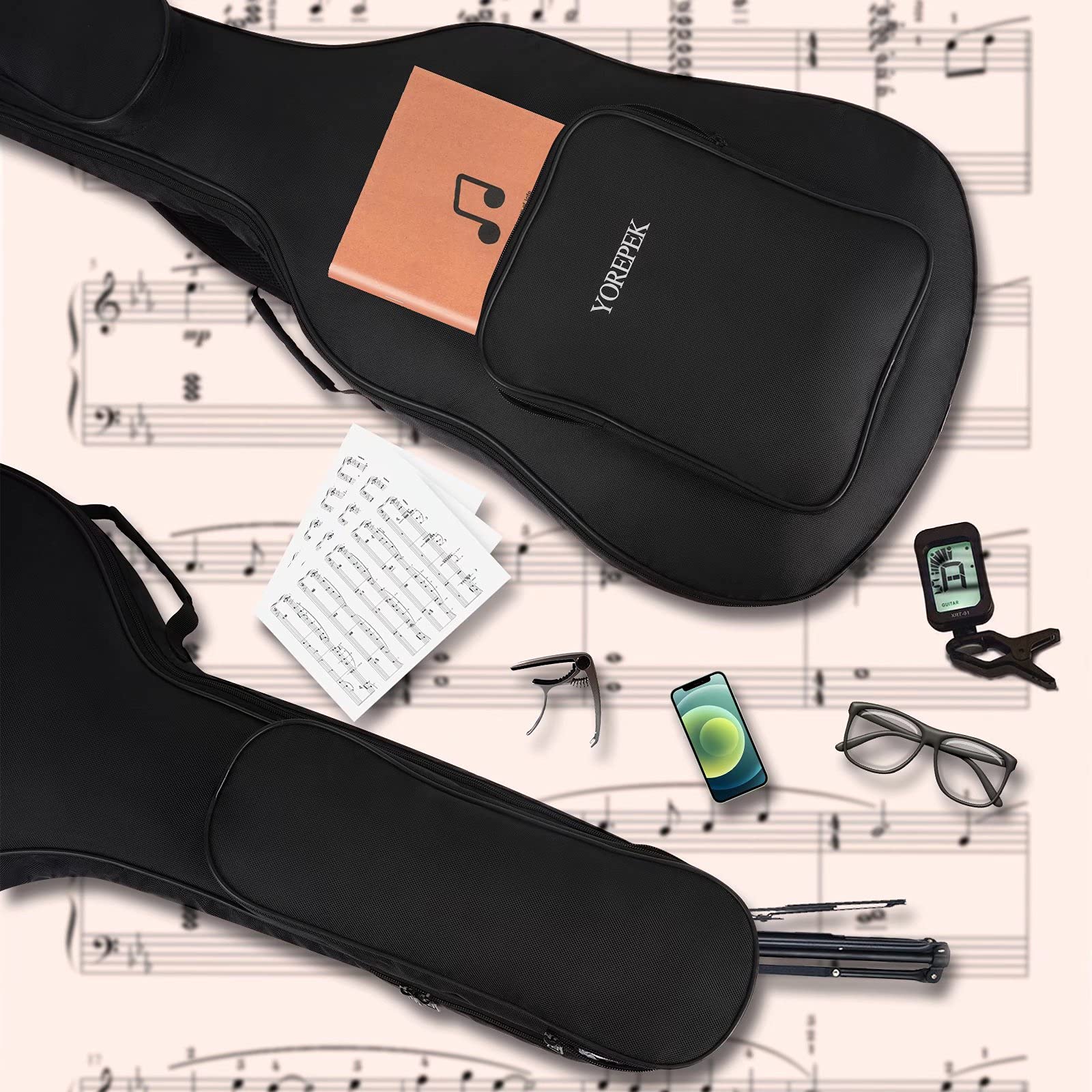 Guitar Case, 41 Inch Guitar Bag with Protective Neck Strap, Nice Gift Fit Acoustic Electric Classical Guitars, Water Resistant Guitar Gig Bags with 0.38 Inch Extra Thick Padding Sponge Padded Storage