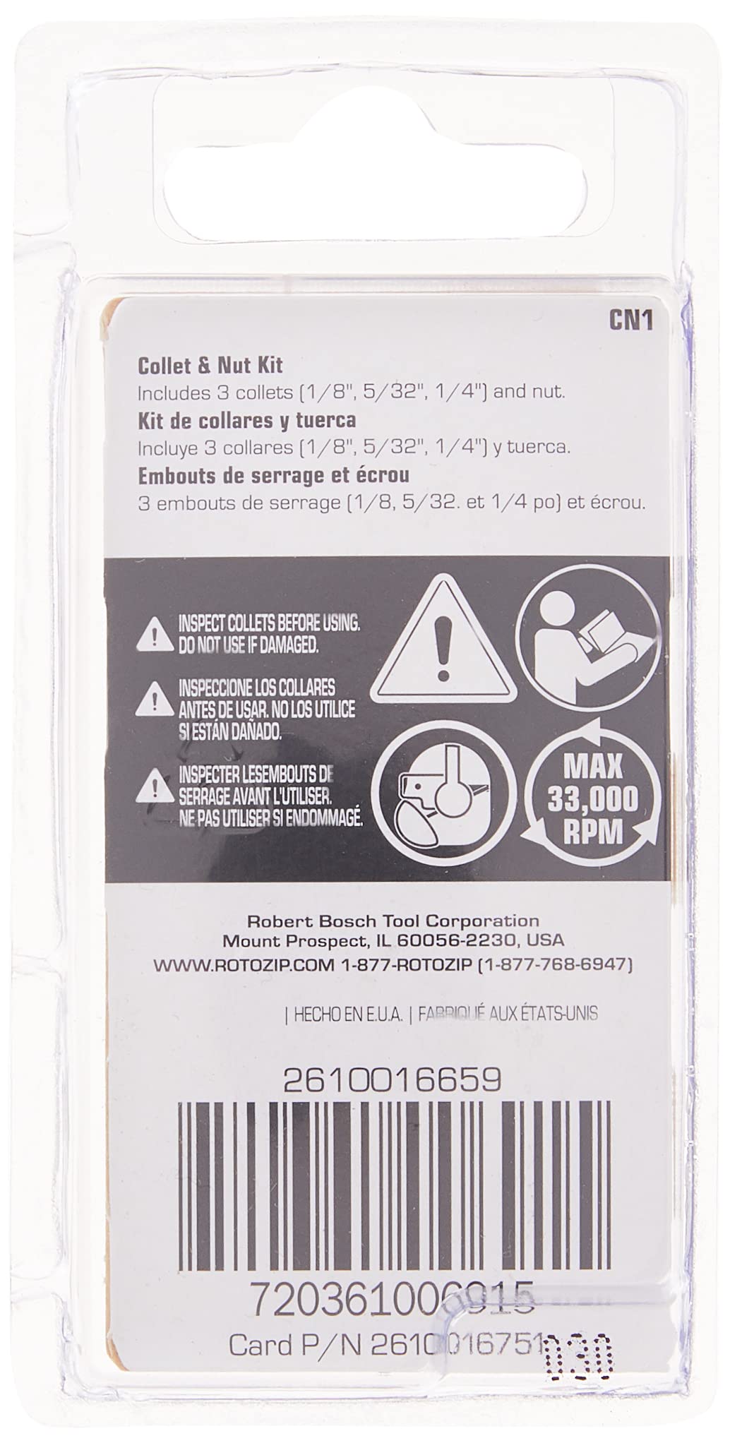Roto Zip CN1 Replacement Collet and Nut Kit,Silver