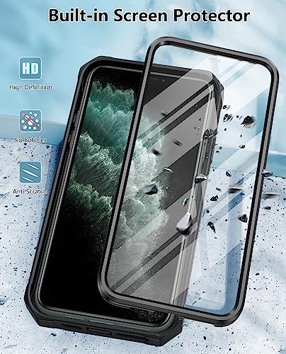 FNTCASE for iPhone 11 Pro Max Case: with Belt-Clip Holster & Built-in Screen Protector & Kickstand, Full-Body Dual Layer Rugged Heavy Duty Military Shockproof Protective Cell Phone Cover -Black