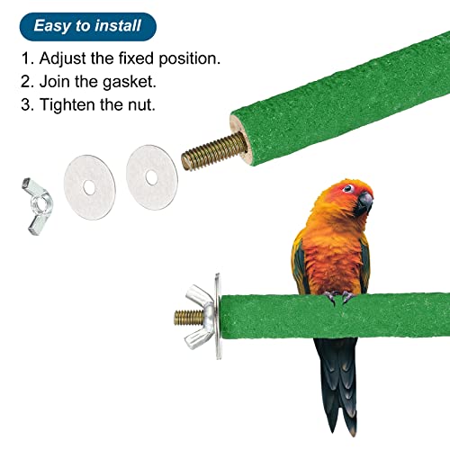 PATIKIL 0.6x7.9 Inch Bird Cage Perch, 2 Pack Parrot Stand Paw Grinding Stick Bird for Parakeet Cockatiel Cage Accessories, Green