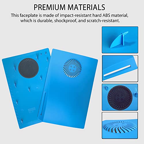PS5 Faceplate with Cooling Vents and Dust Filter for Disc Edition DOBEWINGDELOU PS5 Face Plate Console Cover Replacement Side Plate Shell Dustproof Accessories ABS Case Blue