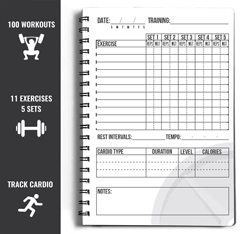Workout Planner for Daily Fitness Tracking & Goals Setting (A5 Size, 6” x 8”, Charcoal Gray), Men & Women Personal Home & Gym Training Diary, Log Book Journal for Weight Loss by Workout Log Gym