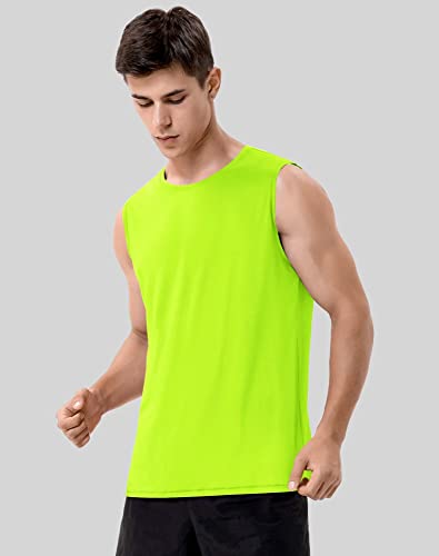 Workout Tanks Men Dry Fit Sleeveless Sport Shirts(Neon Green,M)