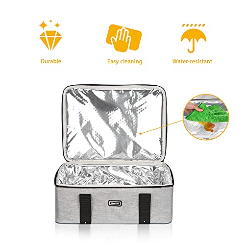 Isulated Lunch bag Insulated Casserole Carrier for Picnic Potluck Beach Day Trip Camping Hiking Cooler Bag Gray Tote