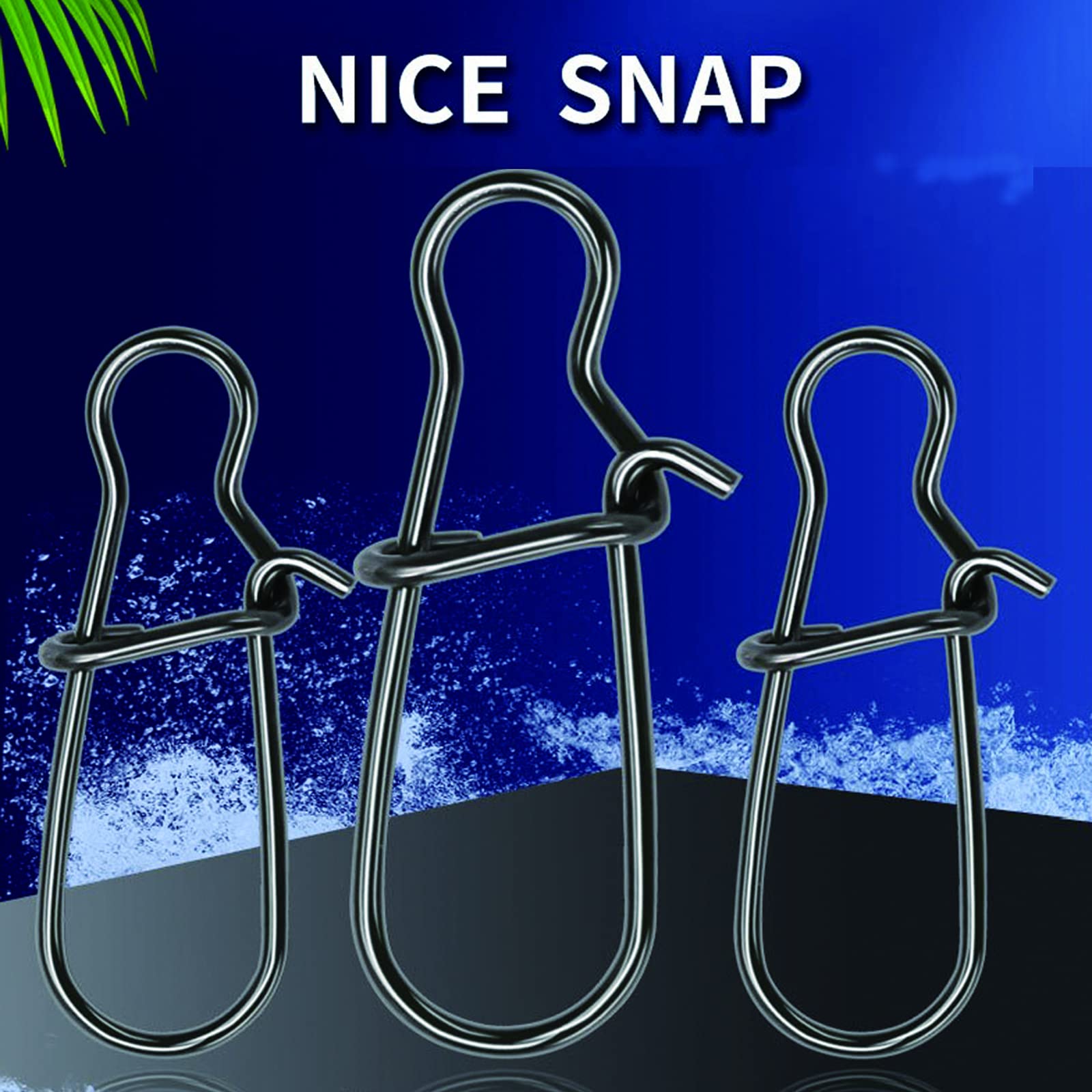 FASPLORE 50-100 Pcs Fishing Duo-Lock Snaps Stainless Steel Tackle Full Sizes Nice Snap Swivel Lure Connector Quick Change Safe Lock(100pcs-3#-62LBS)