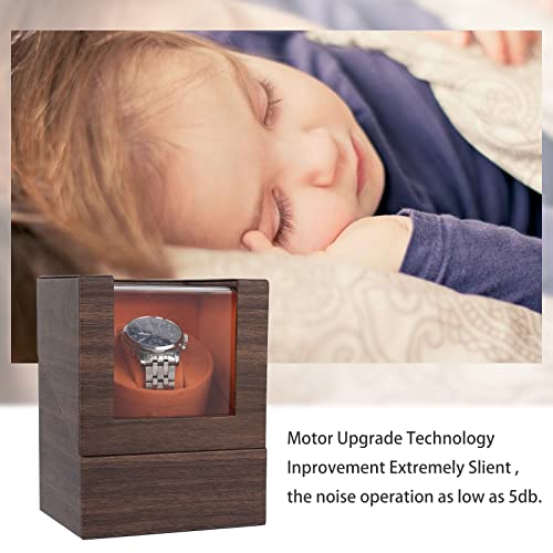 YOOHONG Single Watch Winder for Automatic Watches,with Japanese Quiet Motor,Wood Texture Leather Shell, Flexible Plush Pillow,AC Adapter or Battery Powered Watches WiDnder