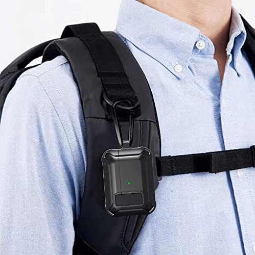 Vsagier for Airpods Pro Case Cover for Men with Lock, Military Armor Series Full-Body AirPod Pro Case with Keychain Cool Air Pod Pro Shockproof Protective Case for AirPods Pro, Black