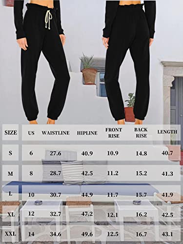JayGate Women Drawstring Sweatpants Elastic High Waist Joggers Yoga Casual Comfy Lounge Pants Black