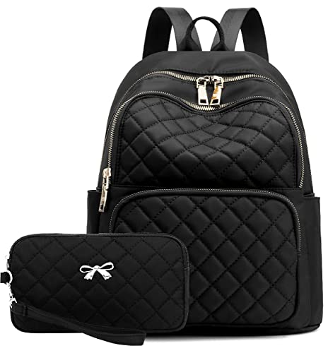 Wraifa Waterproof Oxford Small Backpack Purse for Women Mini Fashion Ladies Travel Shoulder Bag(quilted backpack with purse)