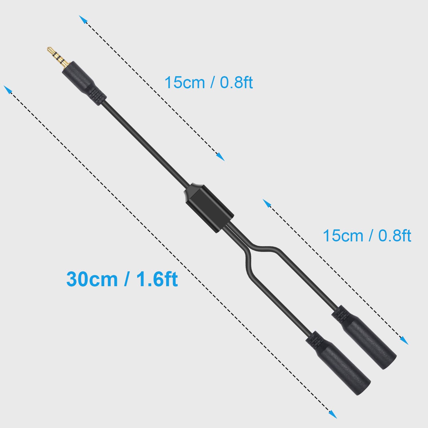 Duttek 2.5mm Y Splitter Cable 1FT/30cm, 2.5mm Stereo Jack Headphone Splitter Cable, 2.5mm 4 Pole Male to Dual Female Aux Audio Splitter Extension Cable with Gold Plate for Camera, Headphone 2Pack