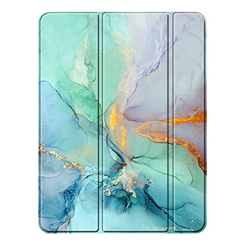 Fintie SlimShell Case for iPad 6th Generation 2018 / iPad 5th Gen 2017/ iPad Air 2 / iPad Air - [Built-in Pencil Holder] Soft TPU Back Cover w/Auto Wake Sleep for iPad 9.7", Emerald Marble