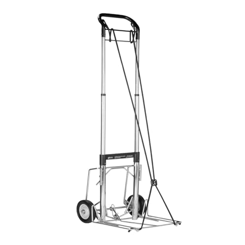 Norris Products Model 700 Folding Super Hand Cart - 16"x13.5" Platform Deck, 6" Rubber Wheels, 400lb Capacity, Telescopic Handle - Chrome