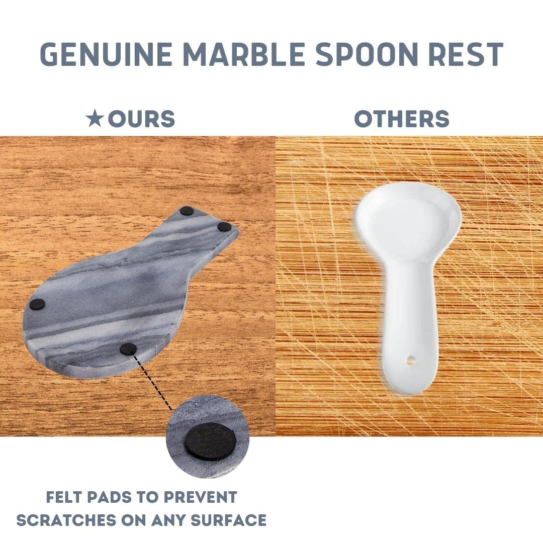 Lexi Home Marble Thankful Engraved 10" Spoon Rest