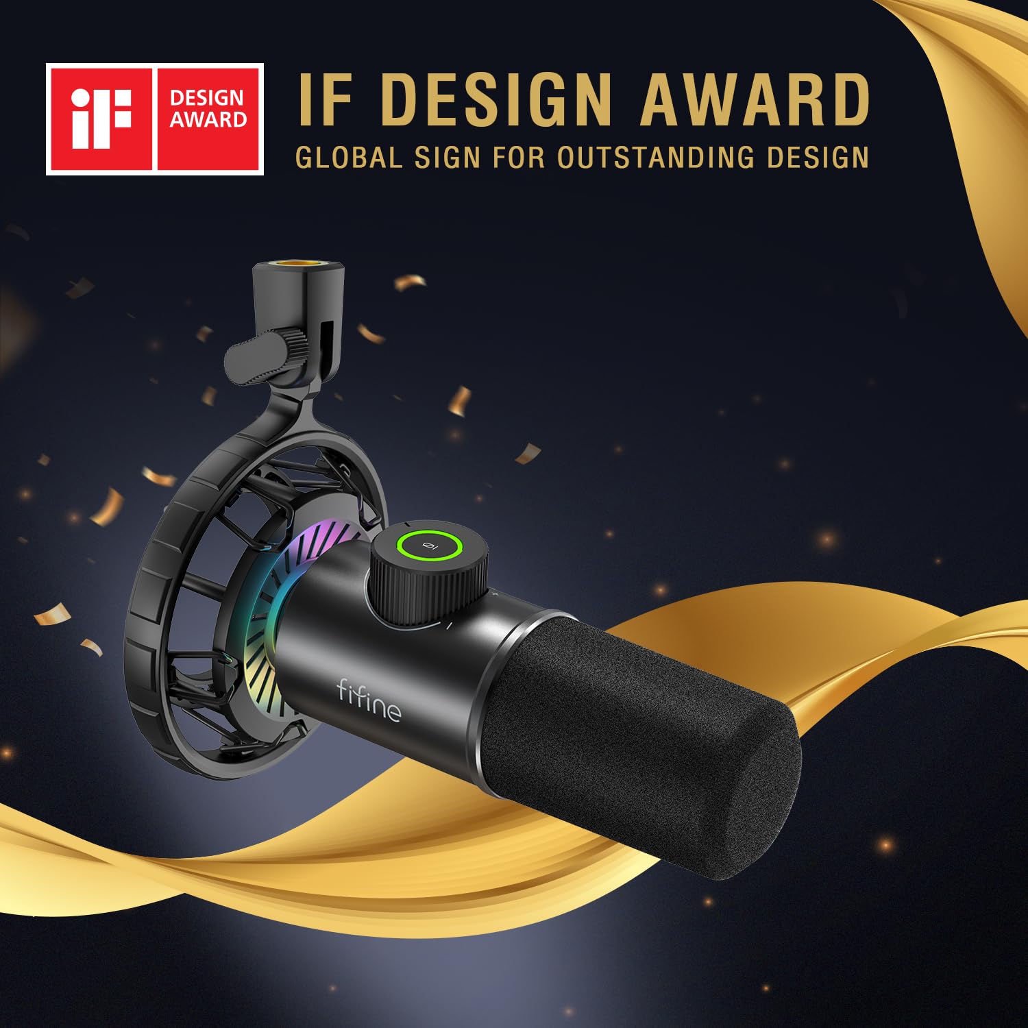 FIFINE USB Gaming Microphone, RGB Dynamic Mic for PC, with Tap-to-Mute Button, Plug & Play Cardioid Mic with Headphone Jack for Streaming, Podcast, Twitch, YouTube, Discord- K658