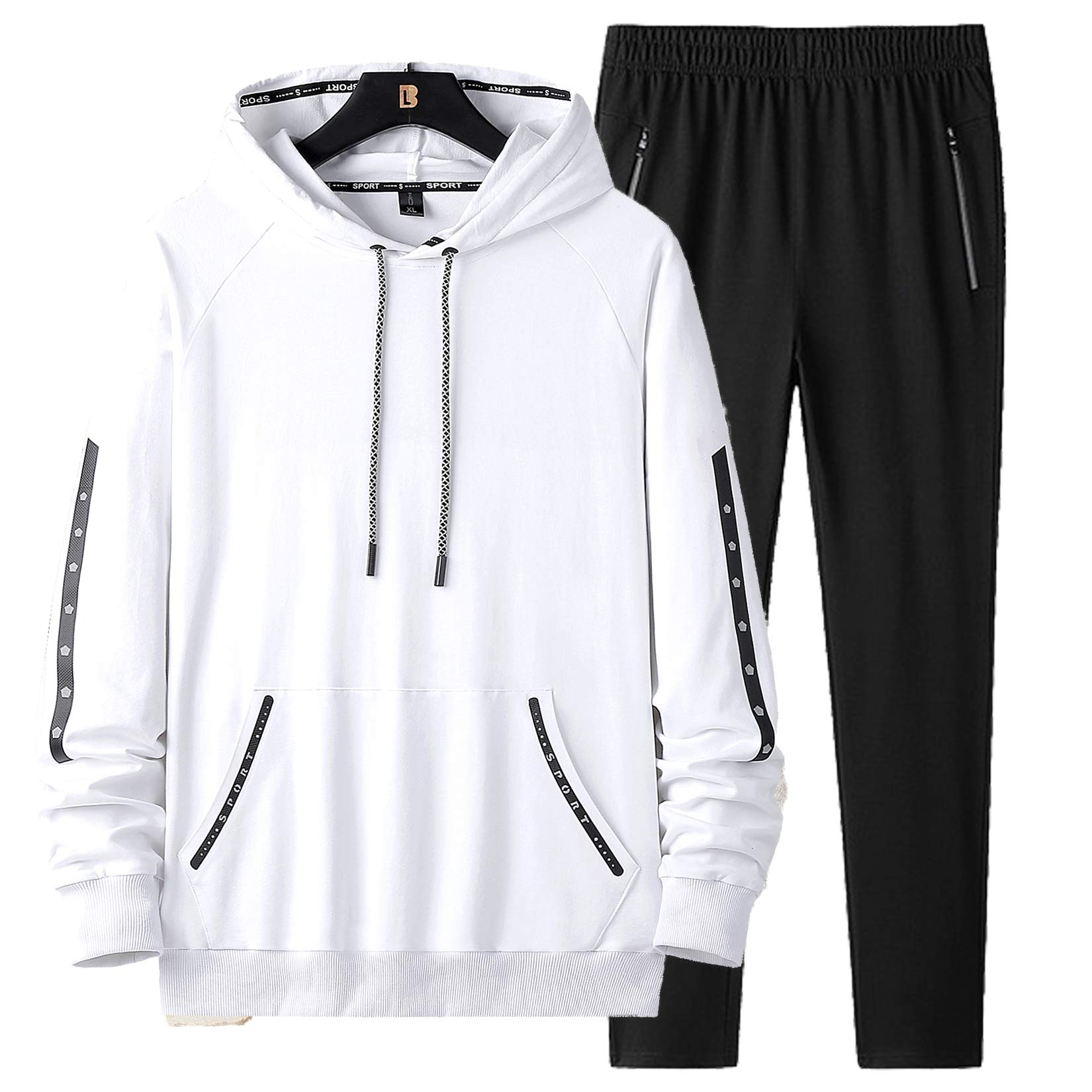 DOSLAVIDA Men's Athletic Sweatsuits Set 2 Piece Outfits Hooded Track Suits Casual Running Jogging Sports Jacket And Pants