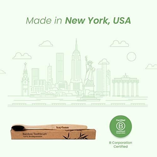 Kaylaan Bamboo Toothbrush with Plant-Based Soft Bristles - Natural, Biodegradable, BPA-Free, and Compostable