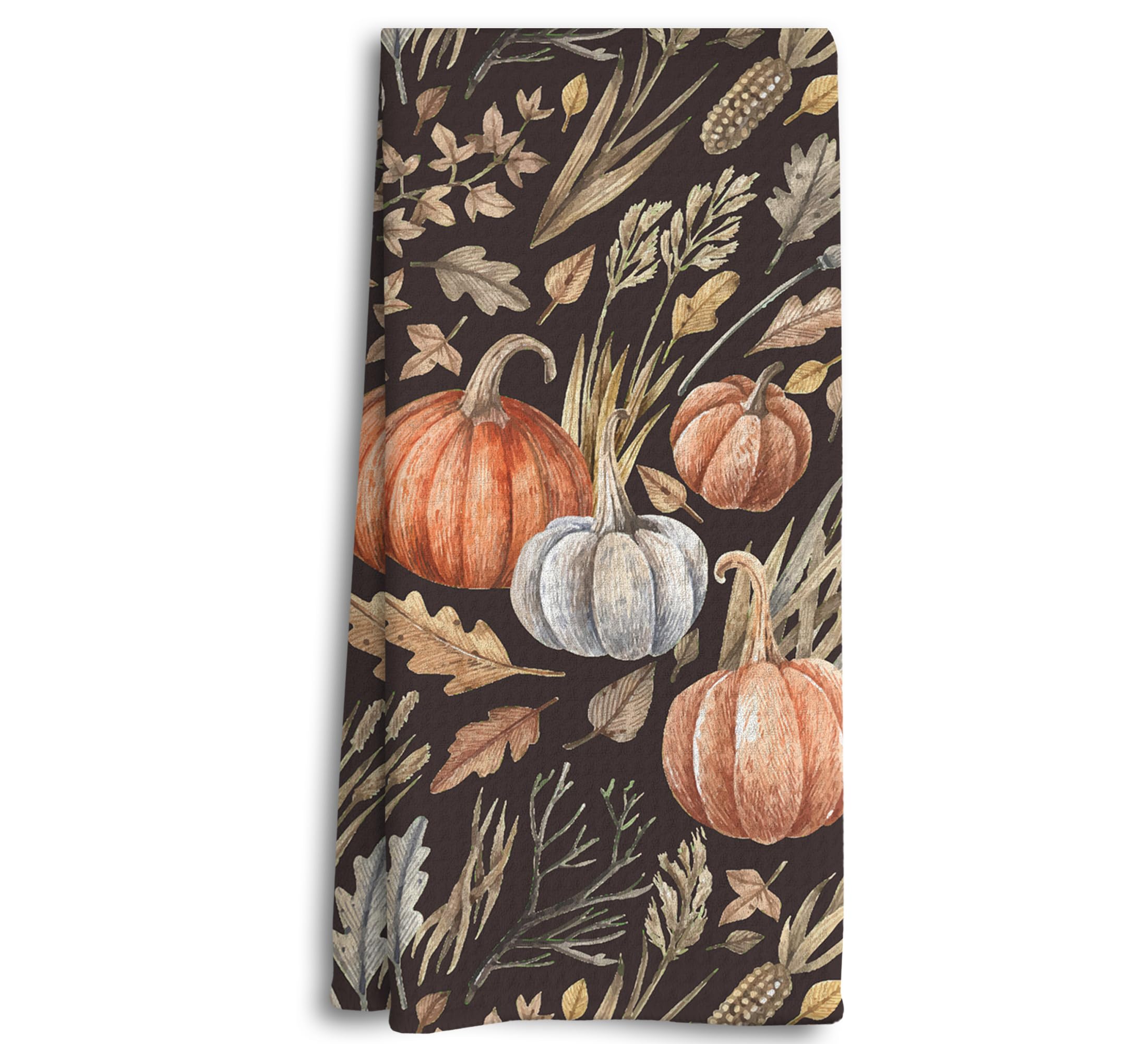 Dwept Fall Kitchen Towels, Fall Hand Towels, Vintage Autumn Fall Pumpkins Maple Leaf Hand Towels, Seasonal Botanical Autumn Leaves Tea Towels for Kitchen, Fall Thanksgiving Gifts