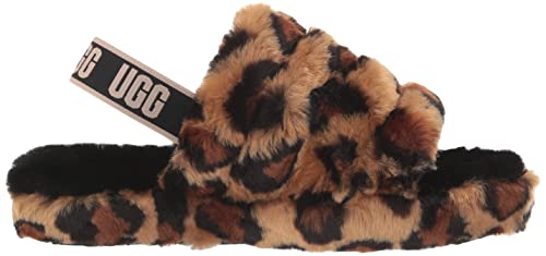 UGG Girls K Fluff Yeah Slide Spotty Slipper, Natural, 4 Big Kid