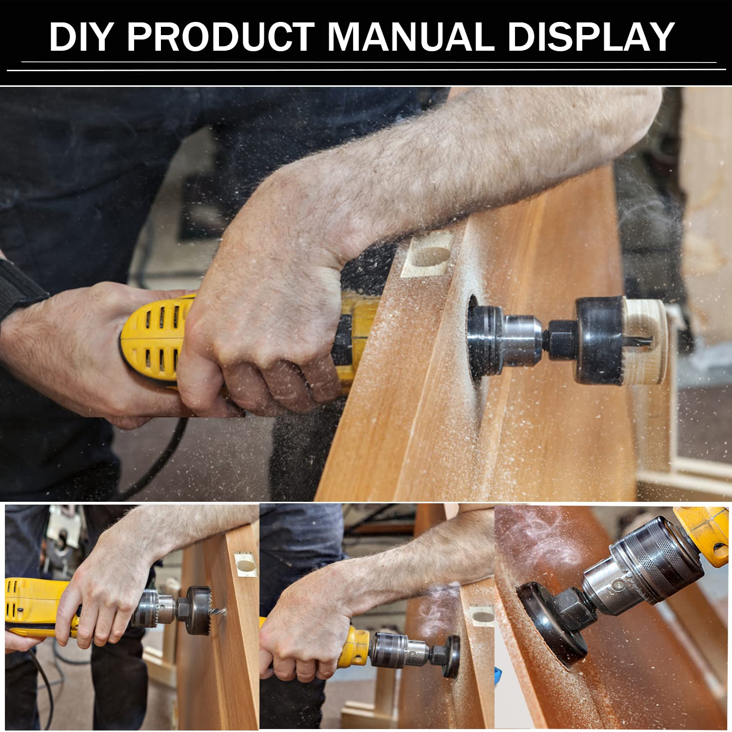 Hole Saw Kit, 6-Piece Set. Specially Constructed Heat Treated Carbon Steel, Metal Hole Saw Kit Mandrels, Ideal for Soft Wood, PVC Board,Wood, Plastic, Drywall