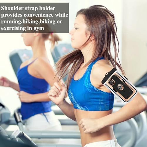 For iPhone 12 Case 3 in 1 With Screen Protector Anti Blue Light And Waterproof Phone Pouch W/ Strap & Lanyard Car Magnetic Kickstand Ring Stand Shockproof Luxury Cute Trendy For Women Men (Black)