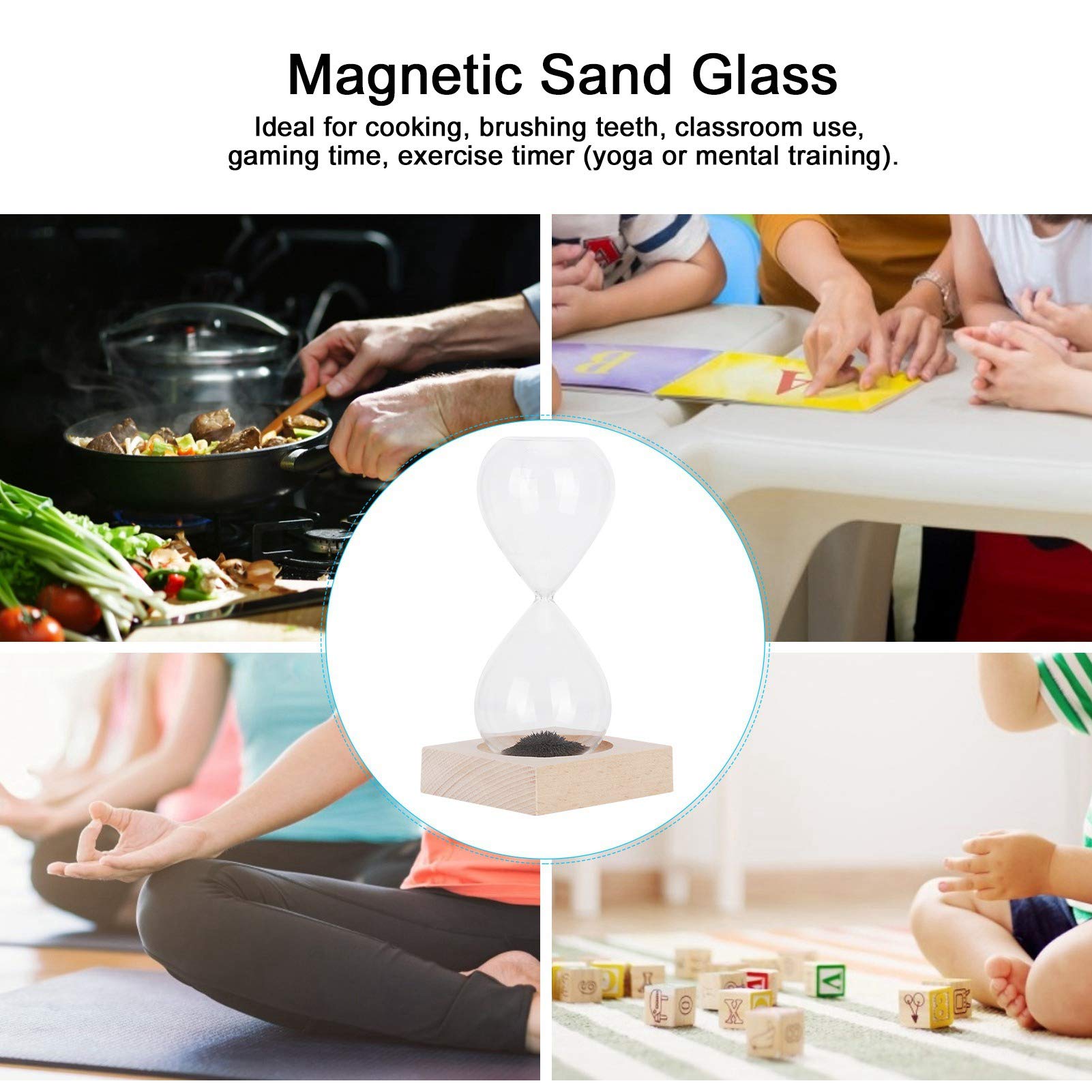 Hourglass Sand Timers, Magnetic Hourglass Birthday Present, Clear Smooth Glass Desk Decor, for Home Decor Birthday Gift
