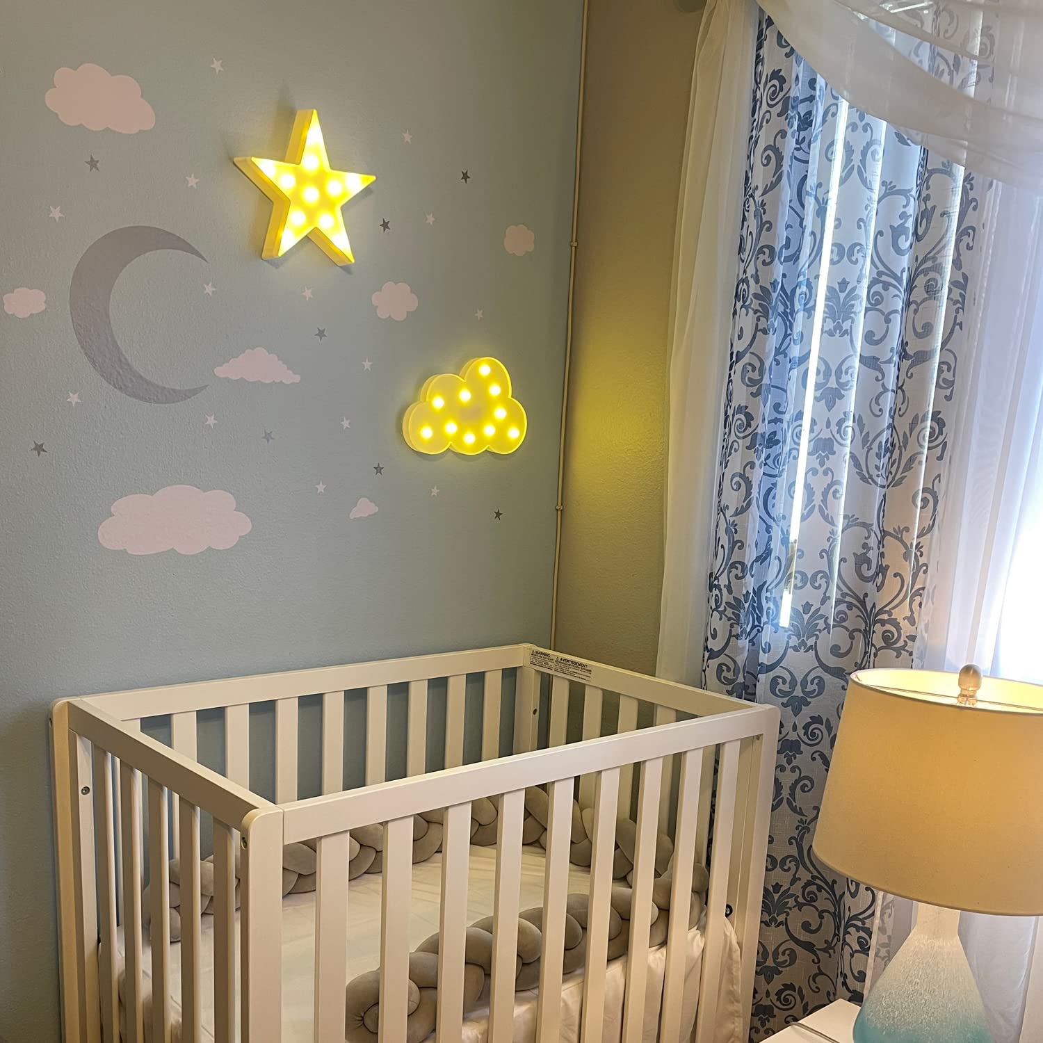 ZUOKEMY 3Pcs Decorative LED Crescent Moon Star Cloud Night Light Can Be Hung On The Wall ChildrenāS Room Room Light, Suitable for Birthday Parties, Holiday Decorations, Baby Room Decoration.