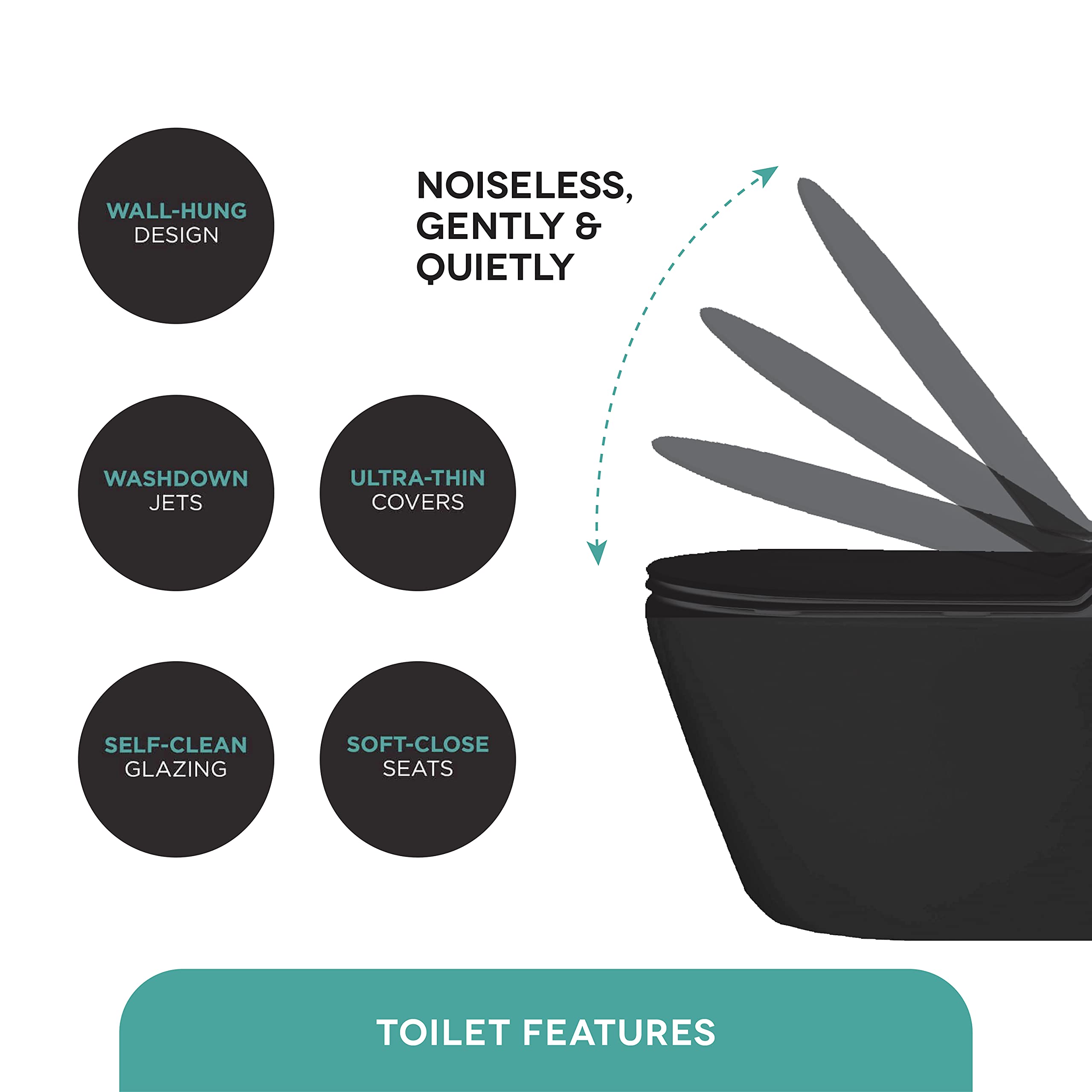 Fine Fixtures Dakota Wall Hung Toilet With Rimless Flush - Black