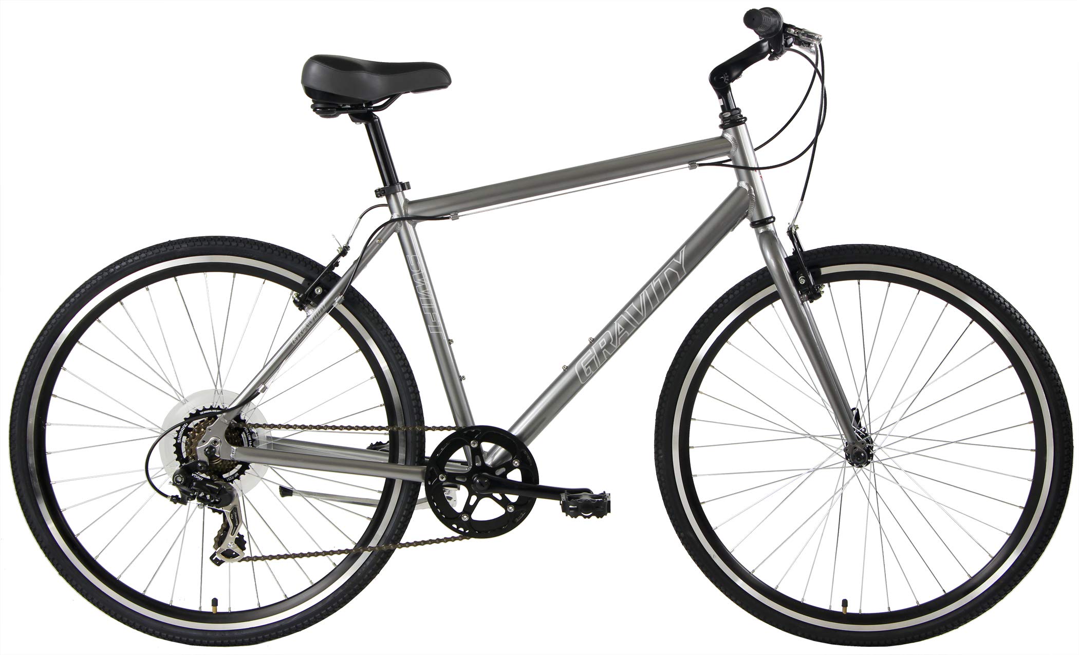 Gravity Swift 7 Simple 7 Speed Flat Bar Hybrid Bike City Bicycle (18" Mens fits Most Riders 5' 9" to 6')