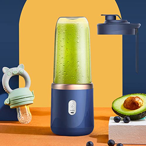 Portable Blender Travel Juicer Cup with Cup Lid & 6 Blades, 400ml Electric Smoothie Blender Maker, USB Rechargeable for Outdoors/home/office/sports/gift