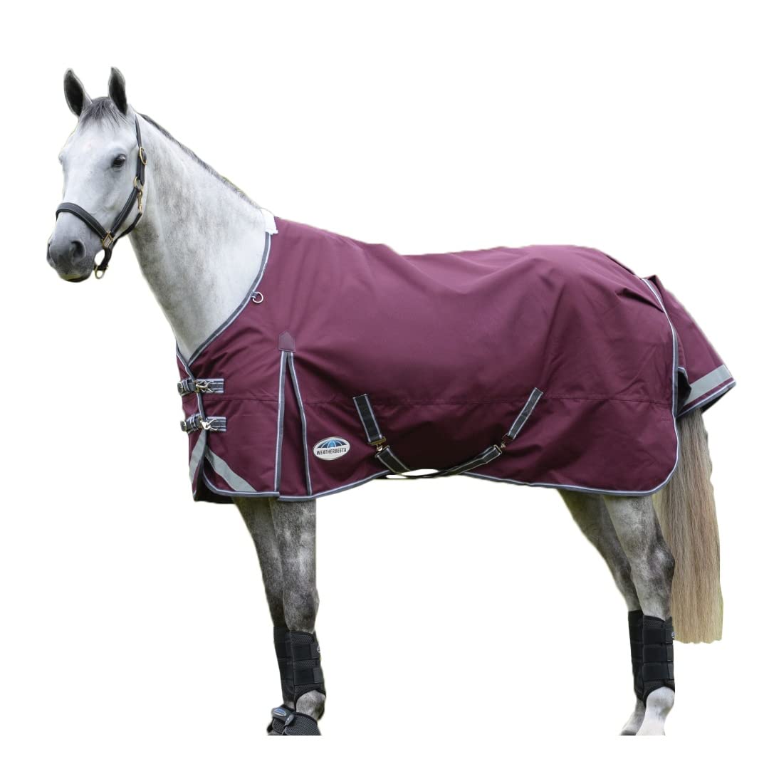 WeatherBeeta ComFiTec Plus Dynamic II Standard Neck Medium/Lite Horse Blanket, Maroon/Grey/White, 78"