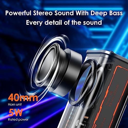 Portable Bluetooth Speaker with Lights, Transparent Wireless Mini Bluetooth Speaker with TWS, Perfect Small Speaker HD Sound and Bass for Office, Home, Shower, Room, Bike, Car (Black)
