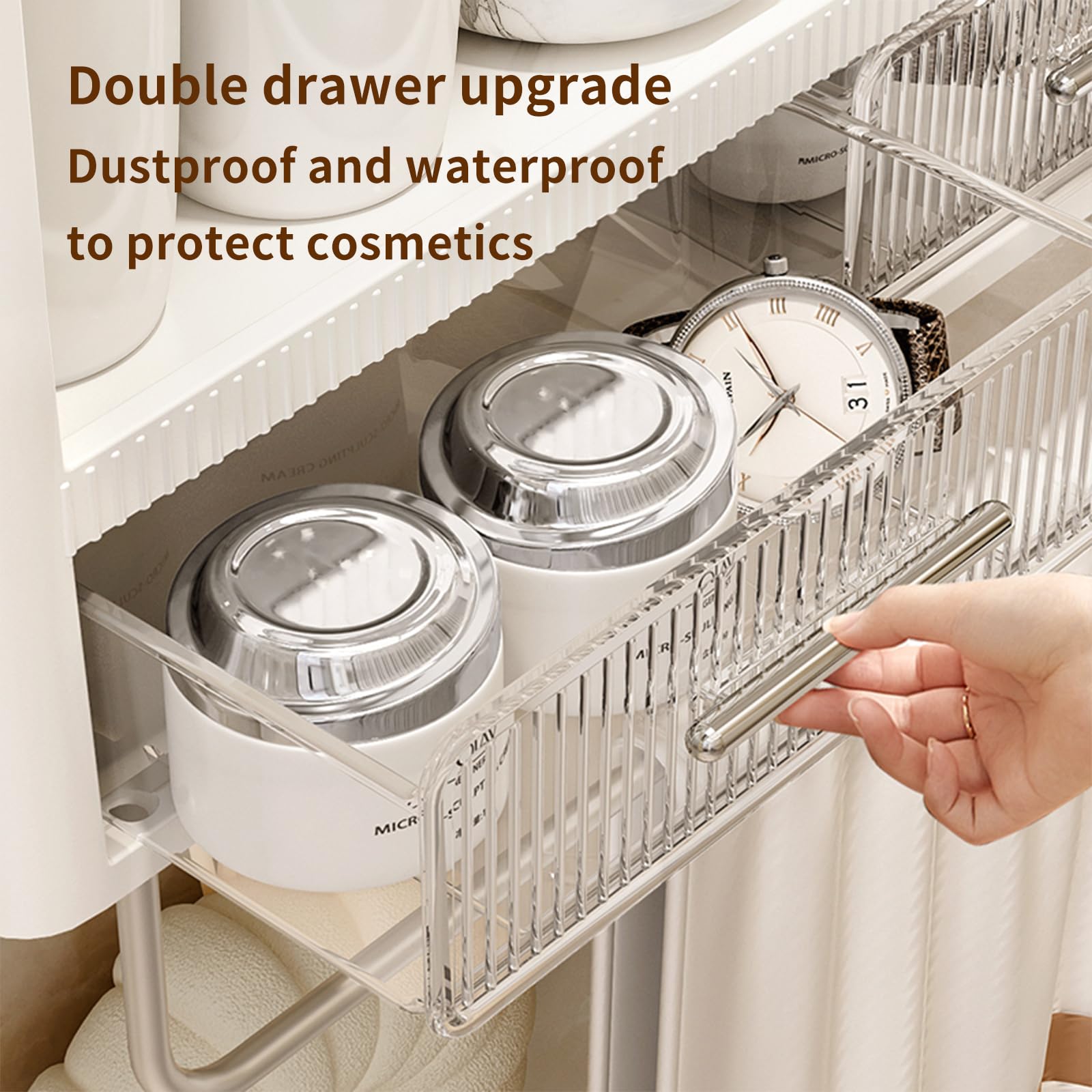 TEABAN Shower Caddy Shelves for Wall: No Drilling 3-Layer Shower Organizer Shower Storage - Large Adhesive Shower Rack
