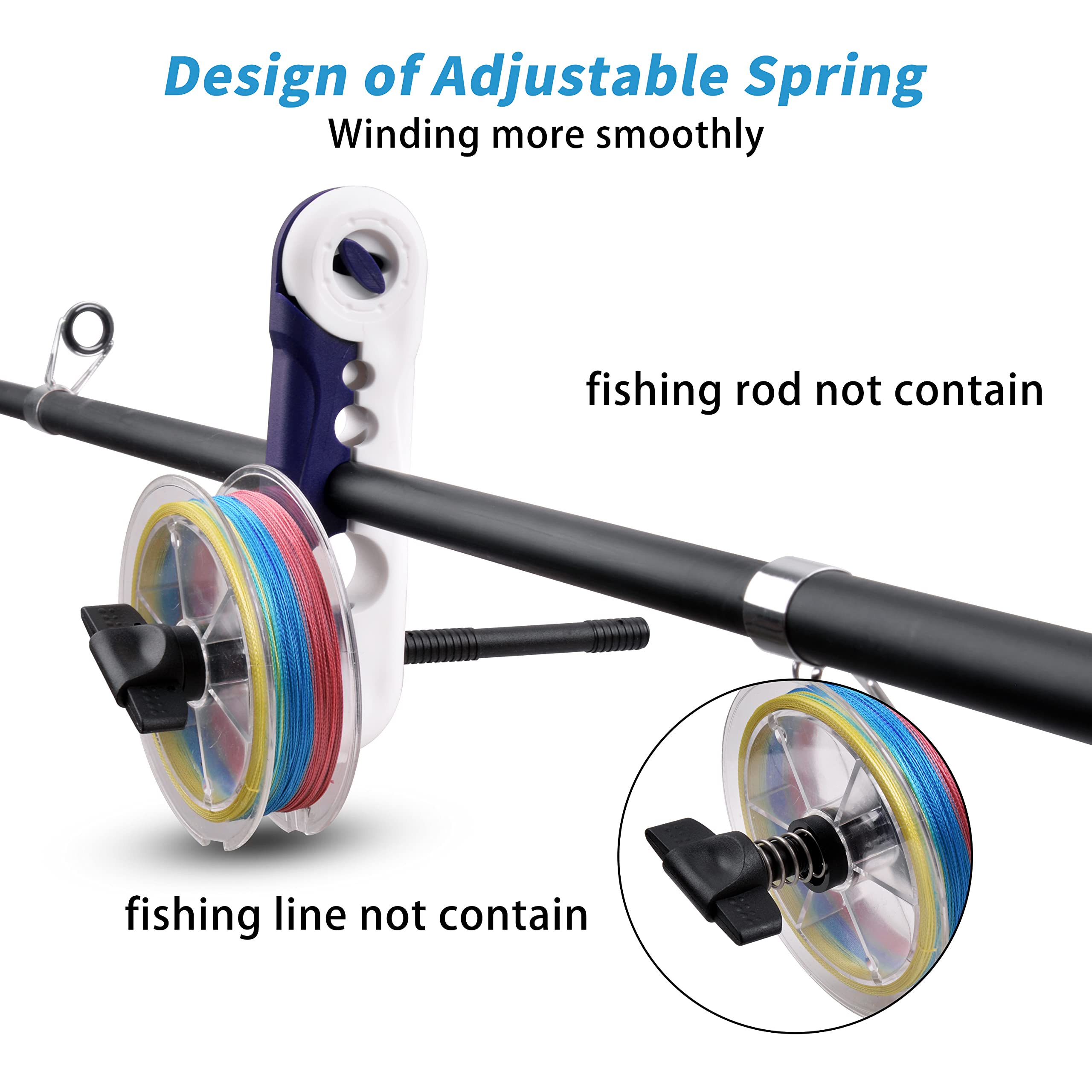 FUSIGO Mini Portable Fishing Line Spoolers, Adjustable Spinning Spool Station Plastic Winder Spooler Universal Winding Spooler (Blue)