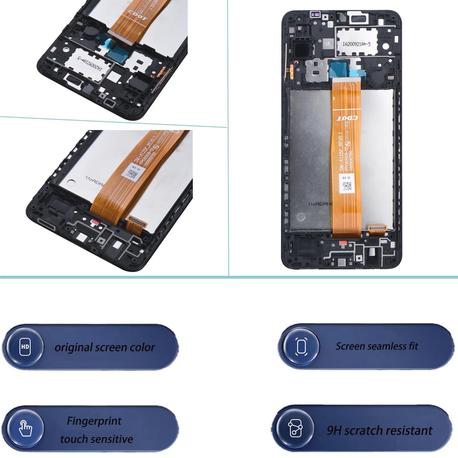 for Samsung Galaxy A12 SM-A125U/A125F/A127DL Display Digitizer Screen Replacement Kit with Frame and Repair Tool