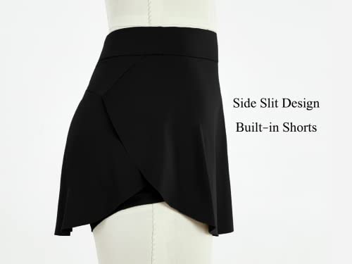 Jeanewpole1 Womens Black Tennis Skirt with Shorts Pockets Athletic Skorts Golf Running