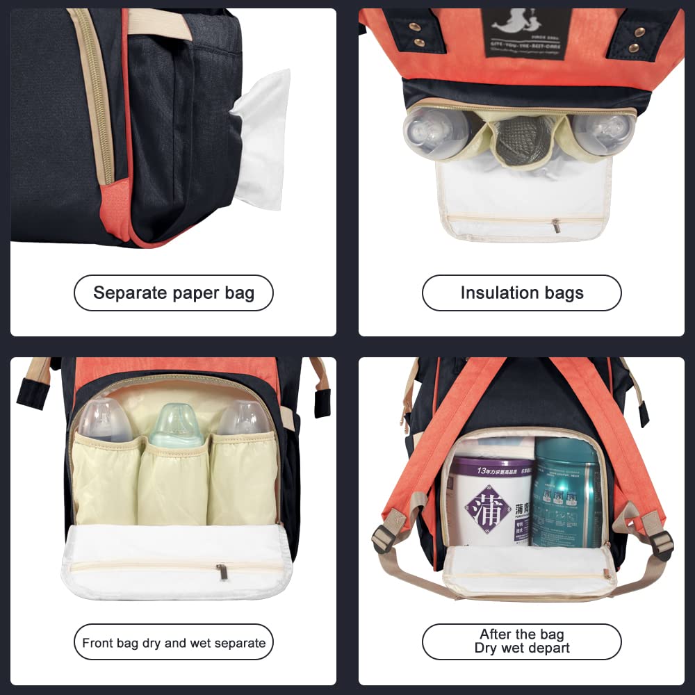 ISENSHI Diaper Bag Backpack, Multifunction Baby Bags for Girls Boys, Travel Backpack with Stroller Straps